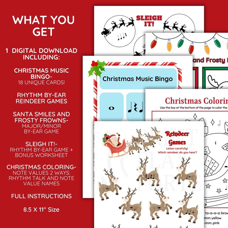 Printable Christmas Music Games, Holiday Music Class, Preschool Music ...