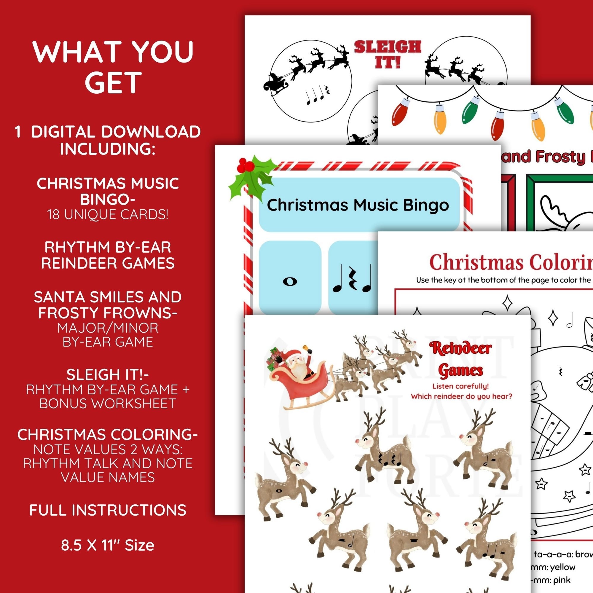 Printable Christmas Music Games, Holiday Music Class, Preschool Music ...