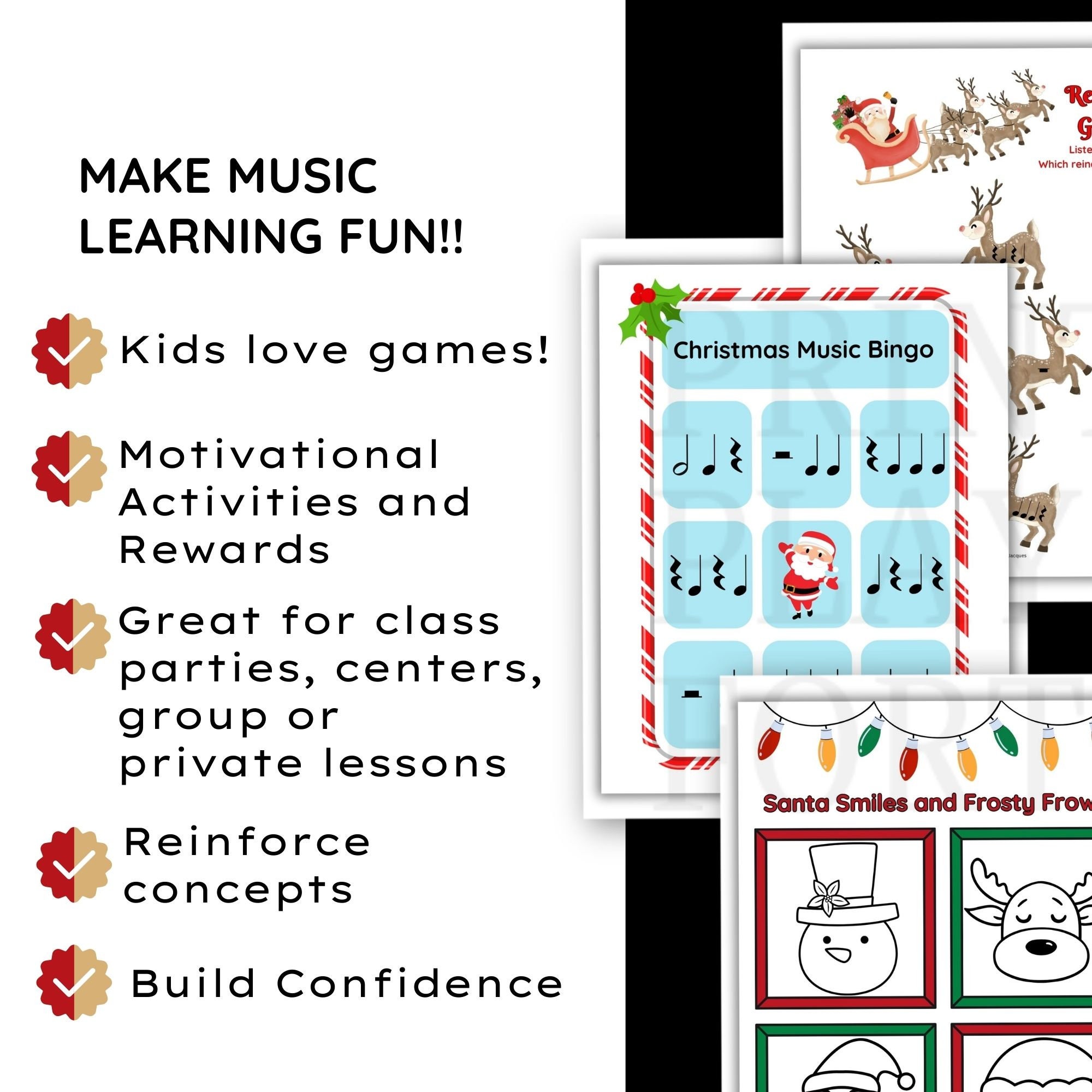 Printable Christmas Music Games, Holiday Music Class, Preschool Music ...