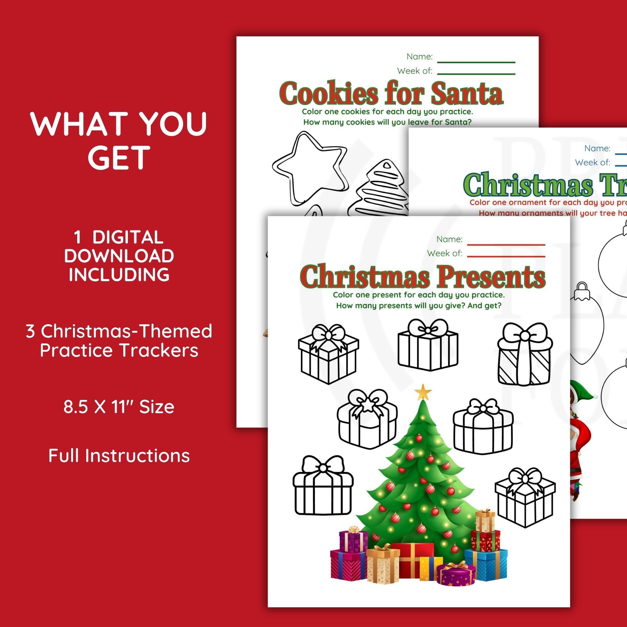 Printable Christmas Music Practice Habit Trackers, Piano Lessons ...