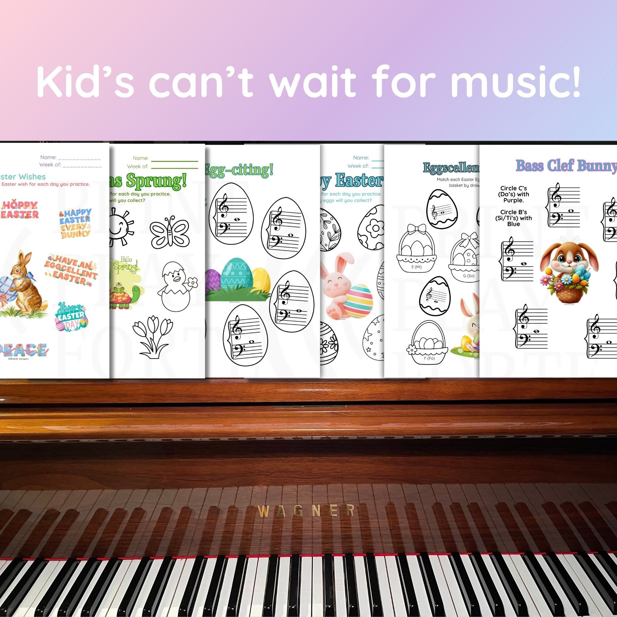 Printable Easter Music Learning Bundle, Easter Piano Lessons Preschool ...