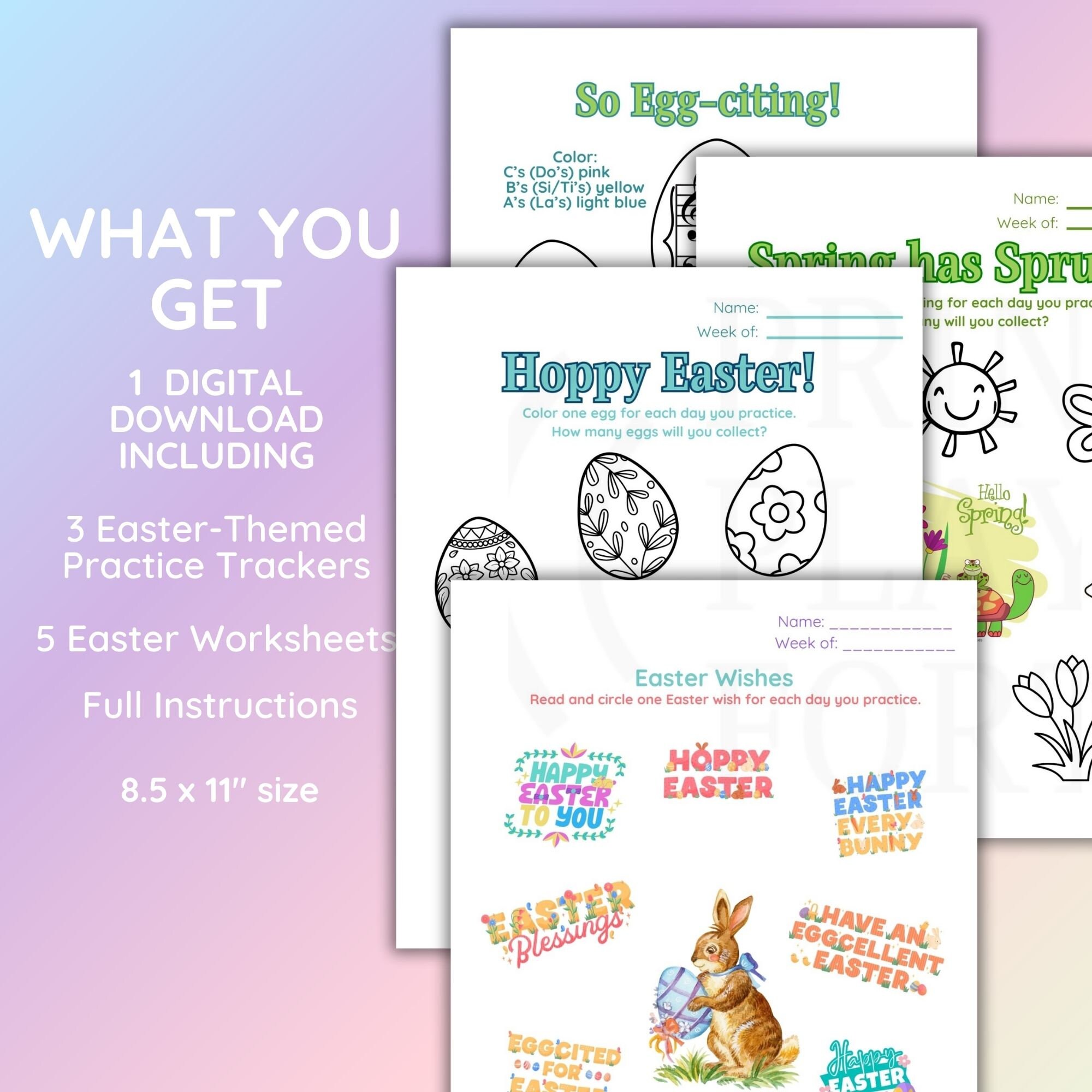 Printable Easter Music Learning Bundle, Easter Piano Lessons Preschool ...