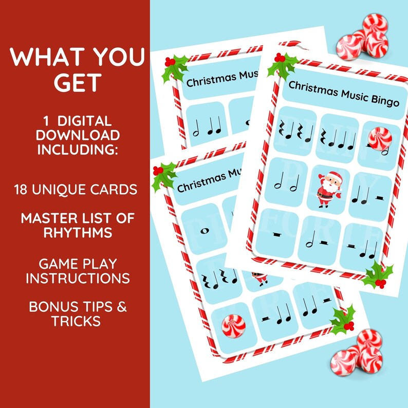 Printable Christmas Music Bingo Game, Christmas Music Activity ...