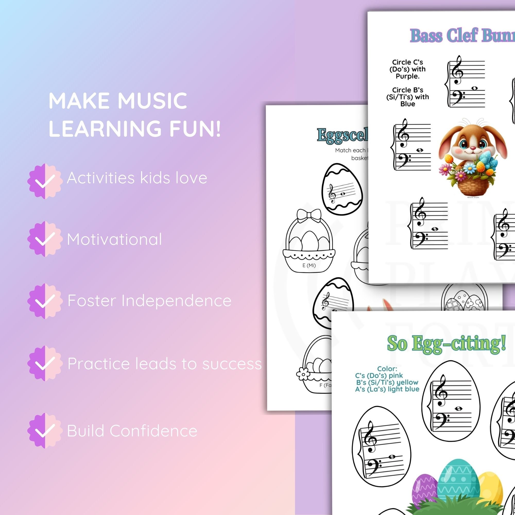 Printable Easter Music Learning Bundle, Easter Piano Lessons Preschool ...