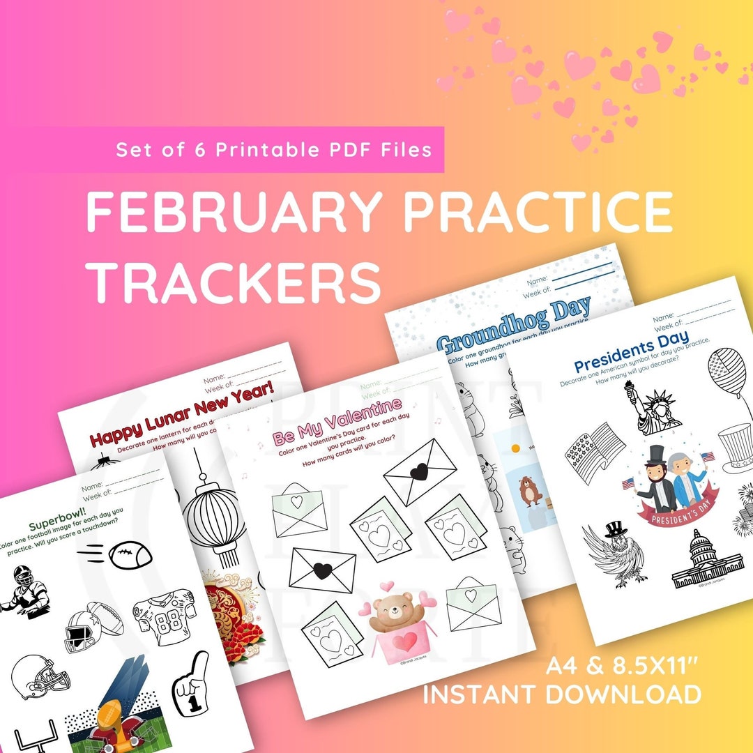 Printable February Practice Trackers, Music Lessons Piano Lessons ...
