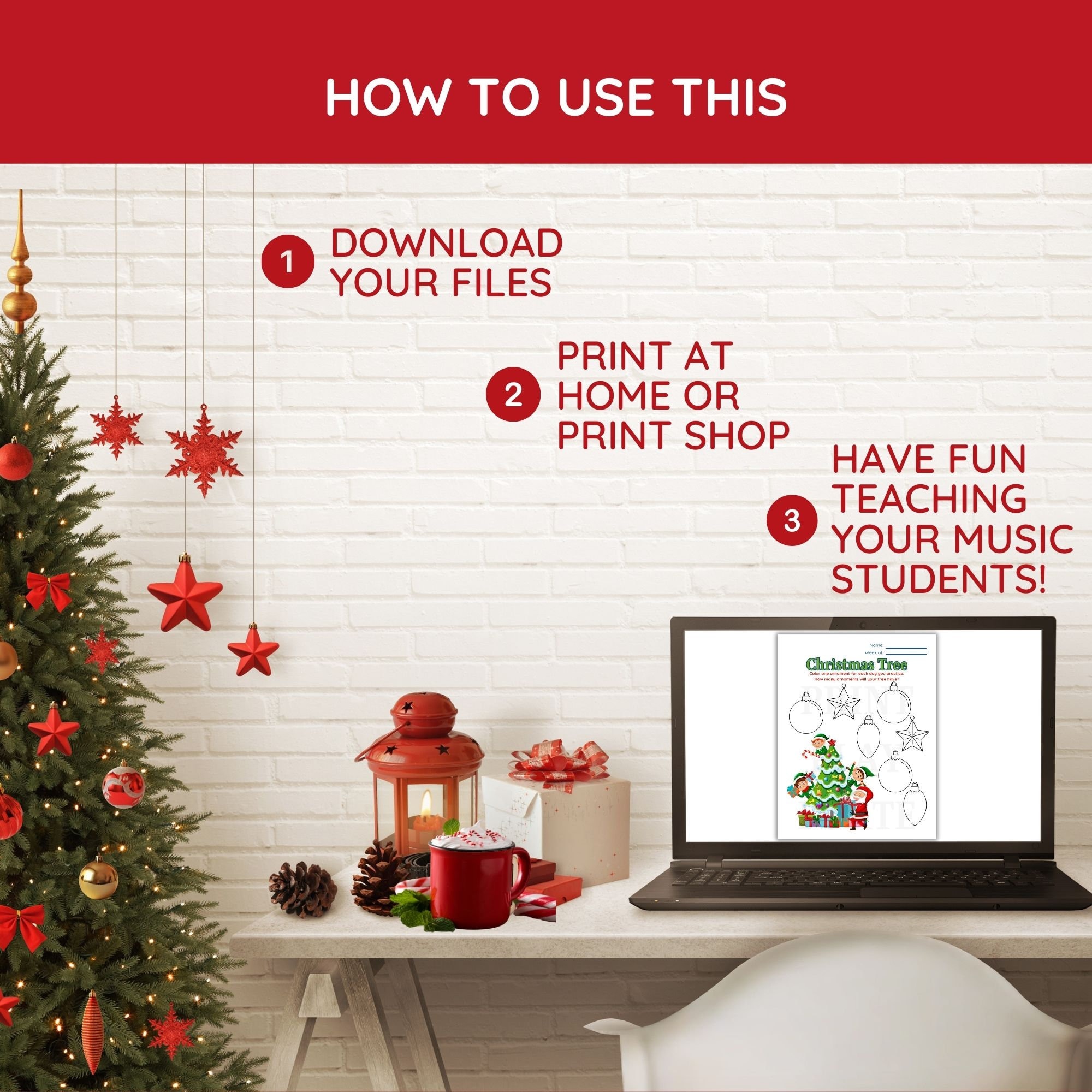 Printable Christmas Music Practice Habit Trackers, Piano Lessons ...