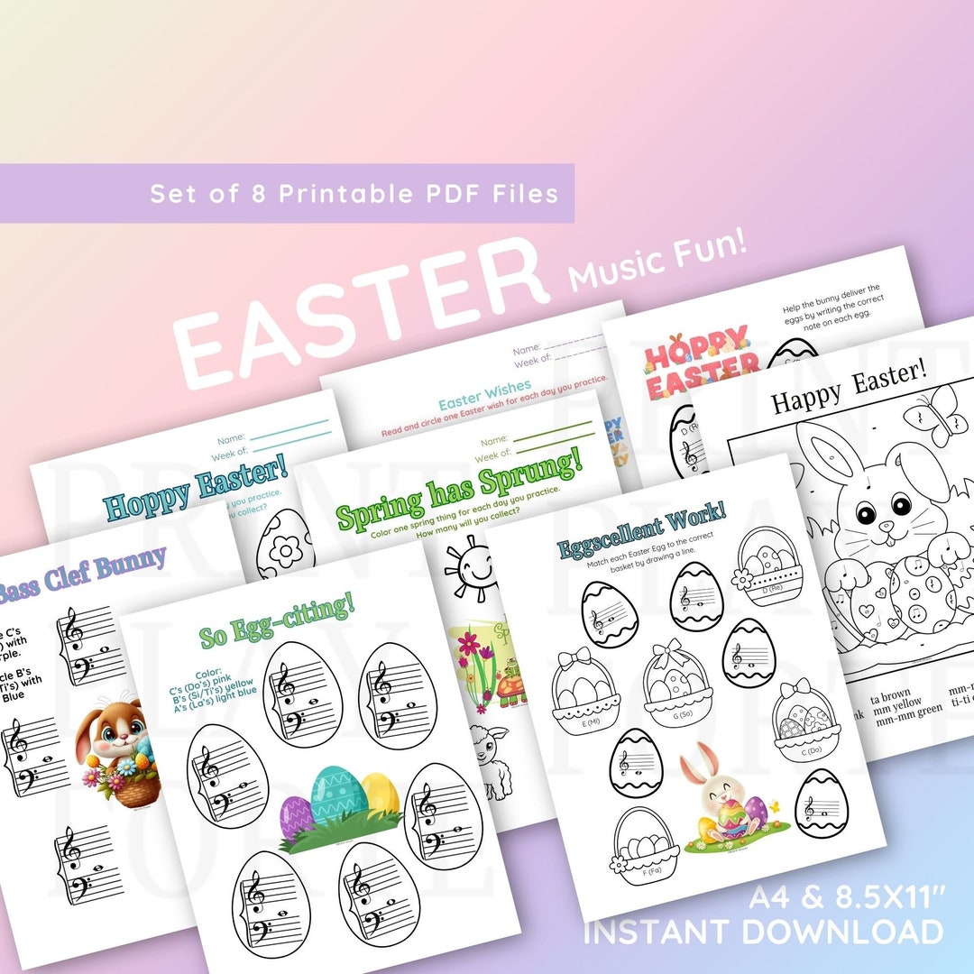 Printable Easter Music Learning Bundle, Easter Piano Lessons Preschool ...