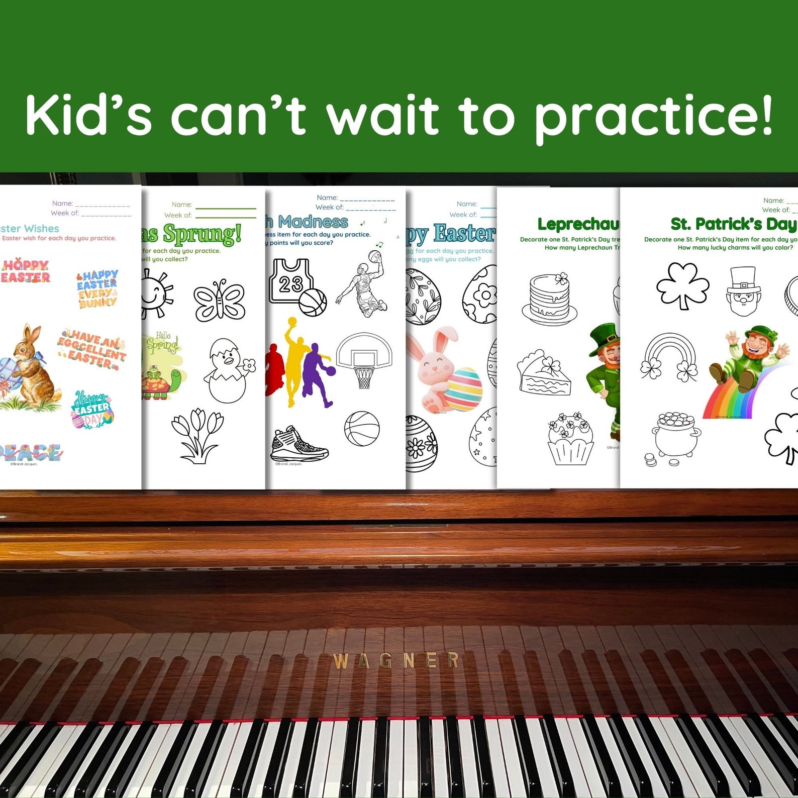 Printable March Practice Habit Trackers Music Lessons, Piano Lessons ...