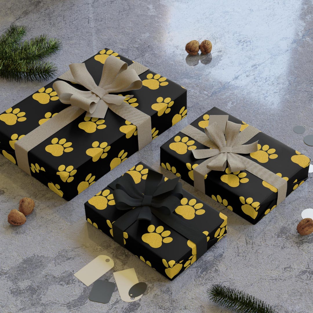 Lux Gift Wrapping Paper Roll, Paw Print Design for Dog and Cat Lovers ...