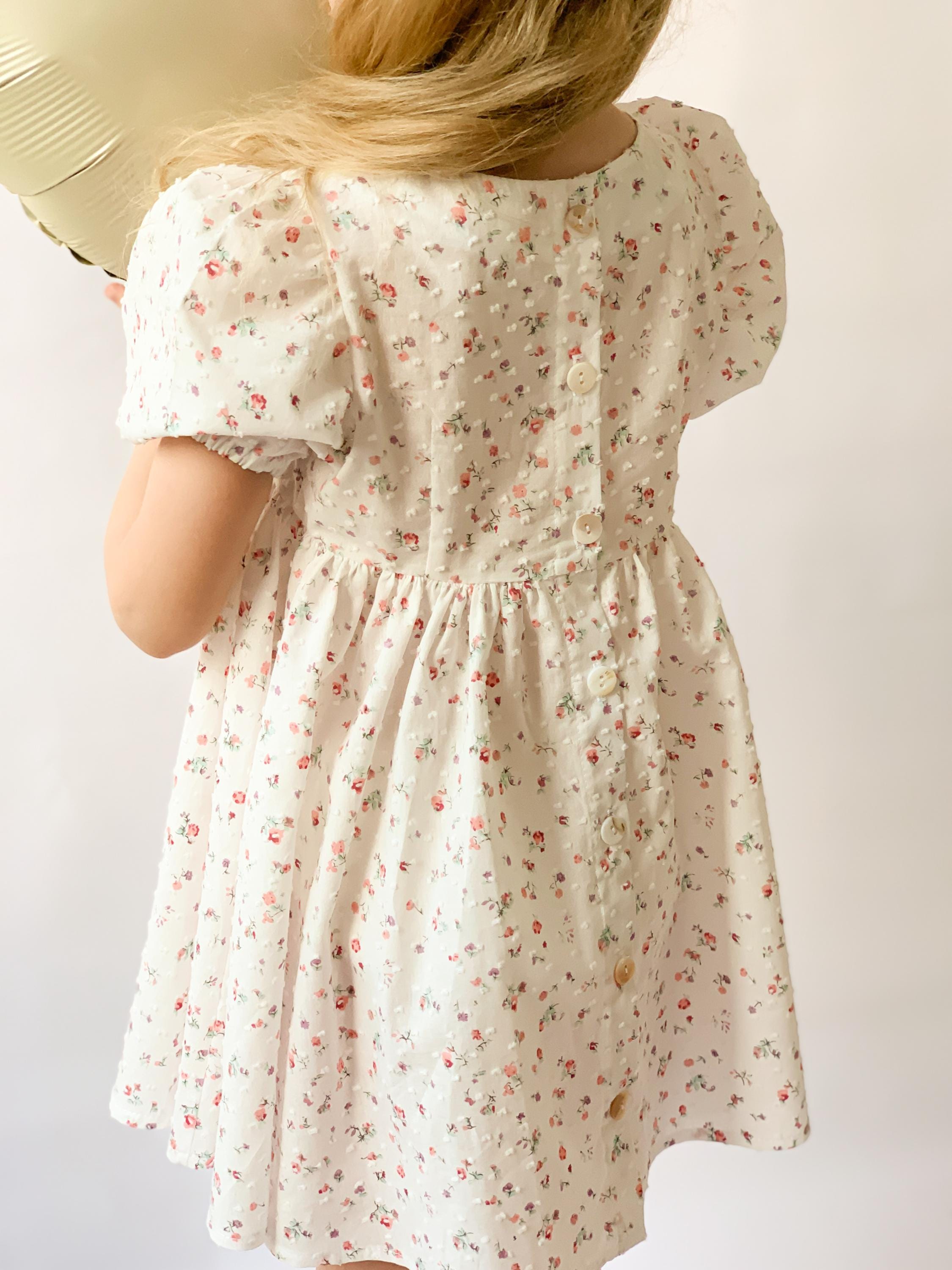 Girl's Puff Sleeve Dress PDF Sewing Pattern Raised Waist 80-116 Cm ...