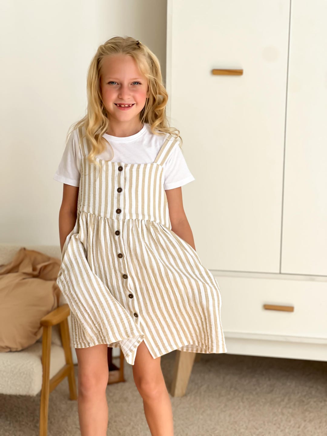 Girls Sundress Sewing Pattern PDF: Button Front, Pocket (sizes 1-7 ...