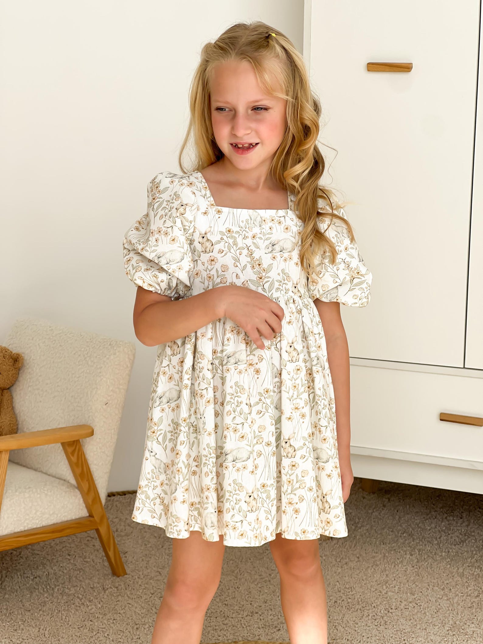 PDF Sewing Pattern | Toddler Girl's High Waist Dress With Puff Sleeves ...