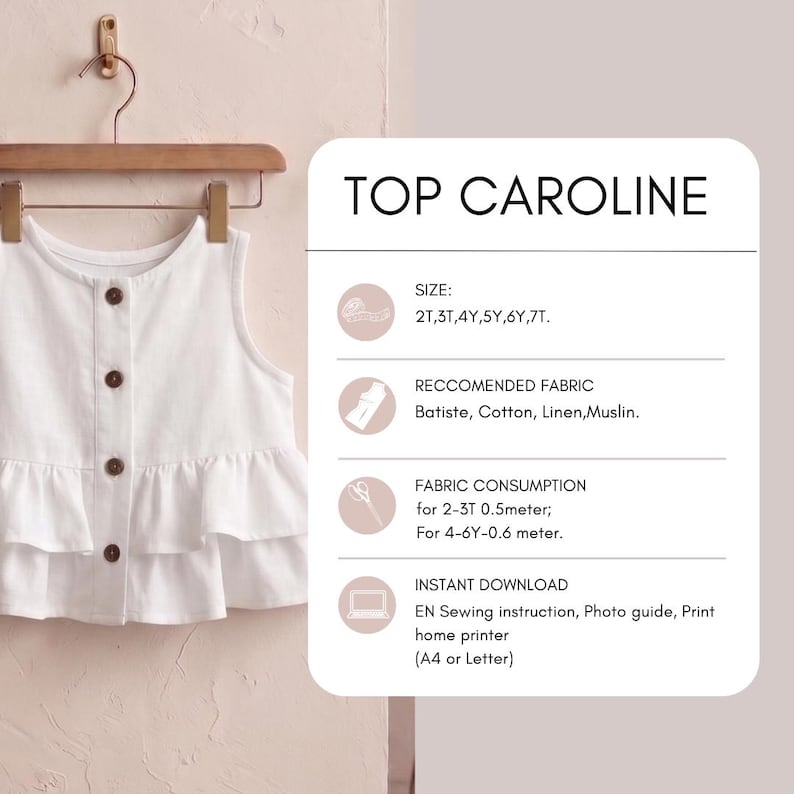 Girls Peplum Top Sewing Pattern (PDF Download) - Etsy