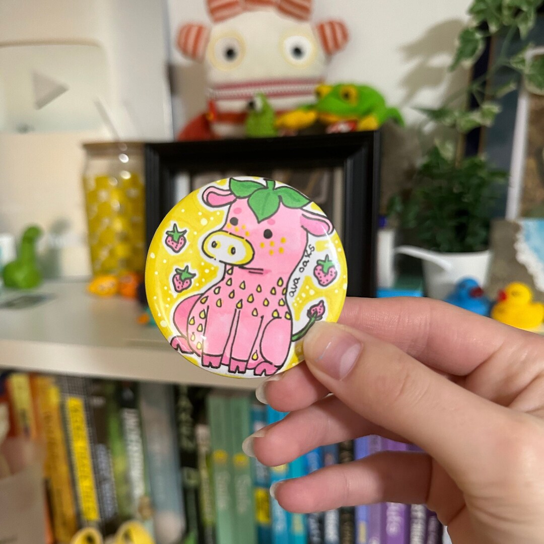 Art Pins / Designs Hand Drawn by Ava Oaks strawberry Cow Drawing ...