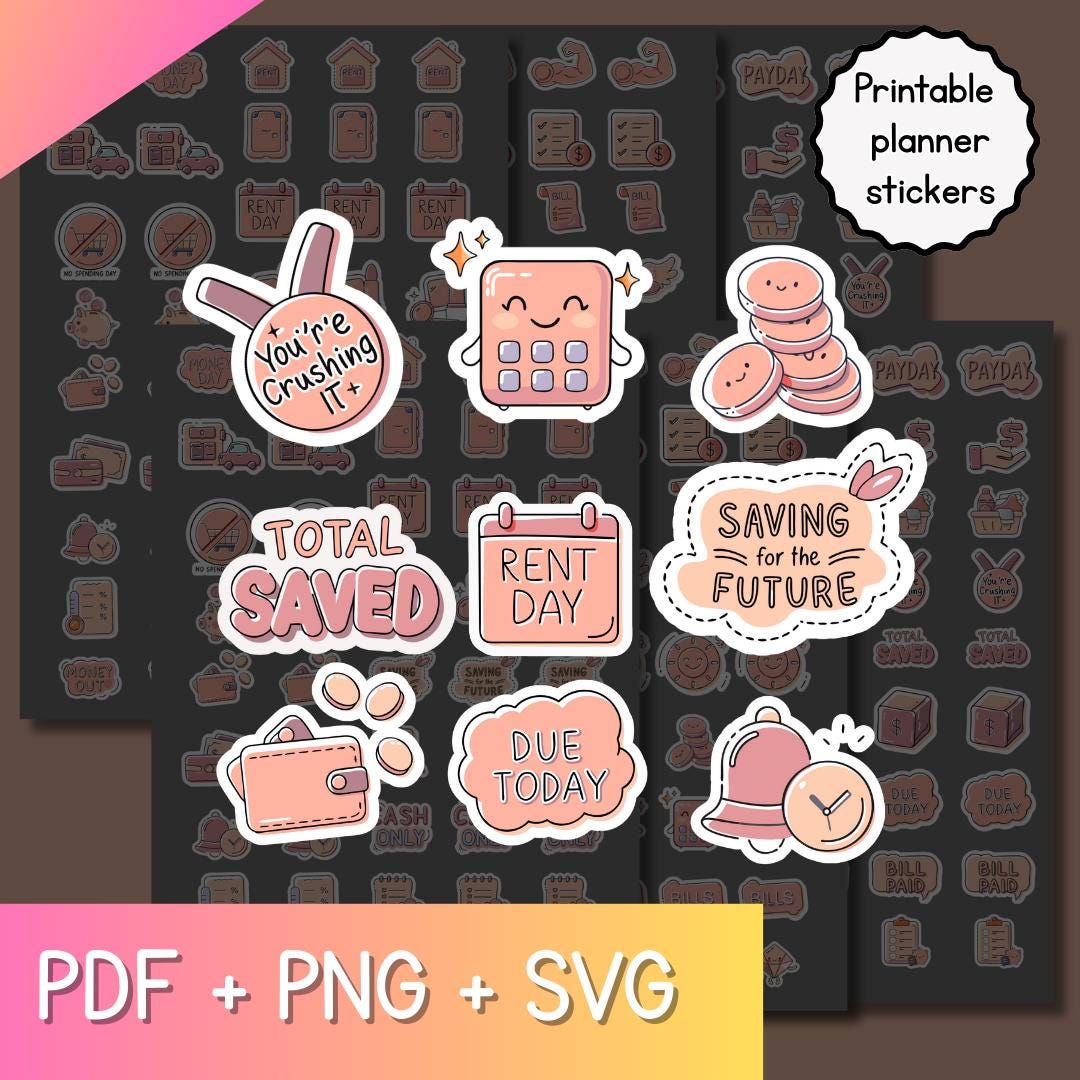 Financial Stickers | Digital Budget Stickers for Goodnotes, Cricut, or ...