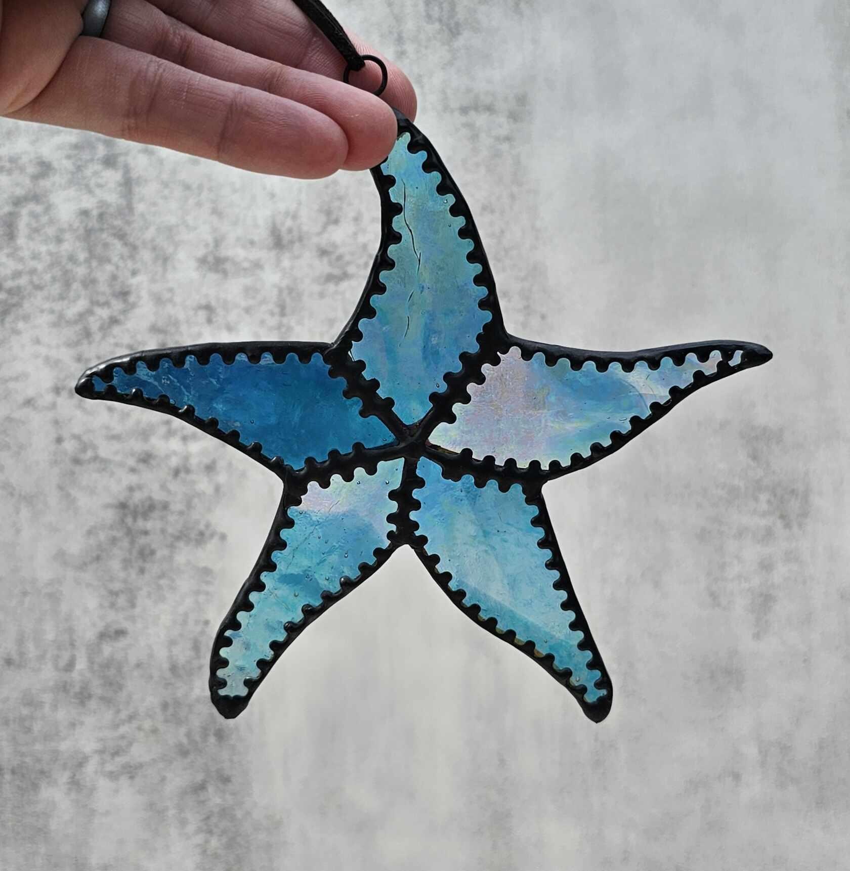 Iridescent Starfish Stained Glass Suncatcher Starfish Stained Glass ...