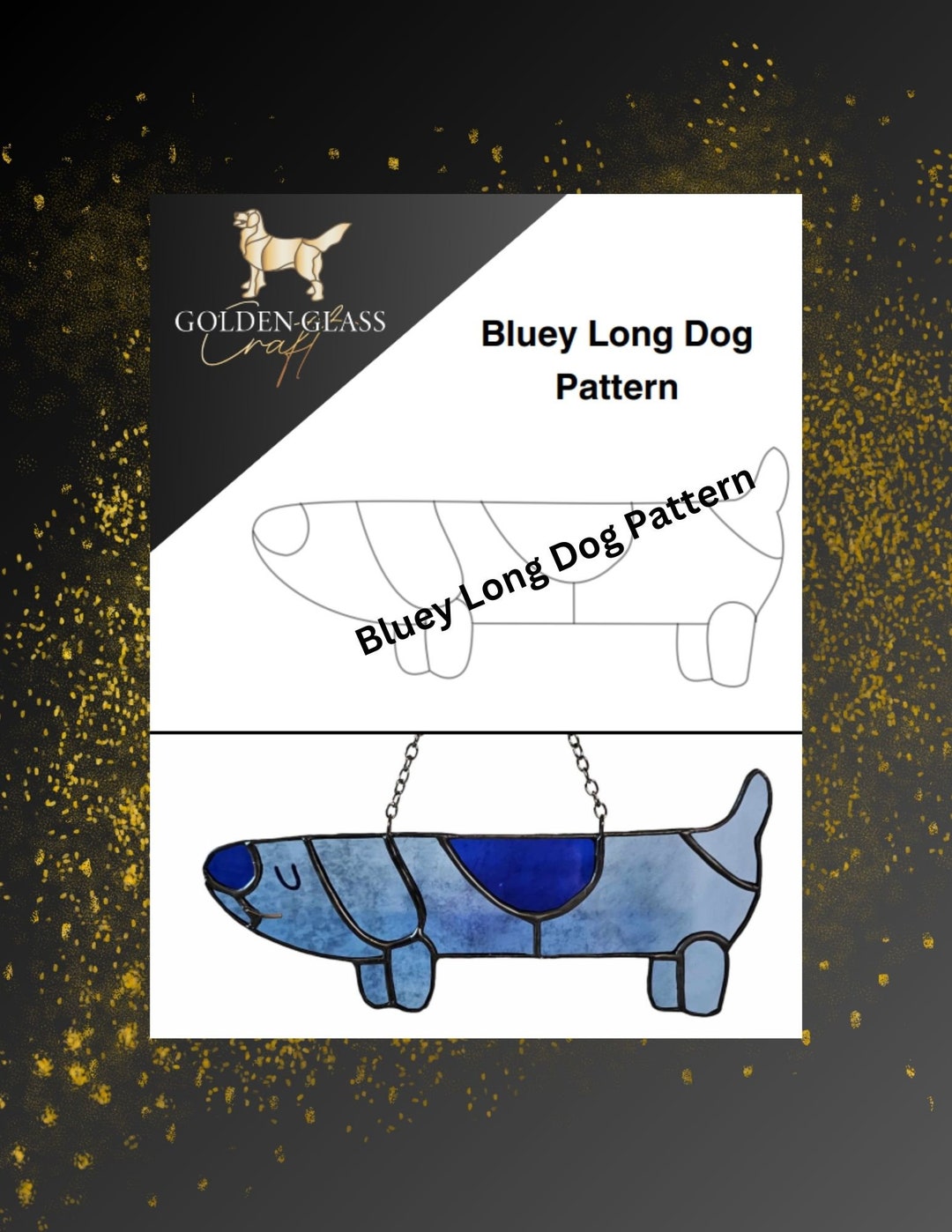 Blue Long Dog Stained Glass Pattern Bluey Inspired Pattern - Etsy