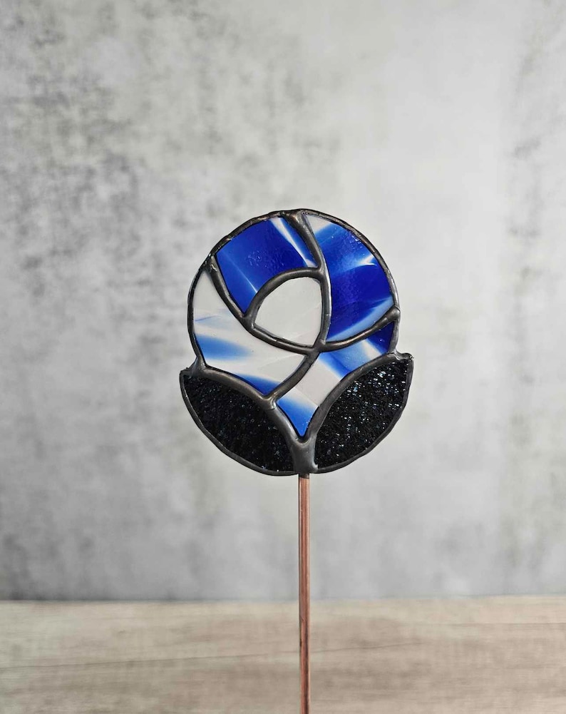Art Deco Stained Glass Plant Stake Stained Glass Gift - Etsy