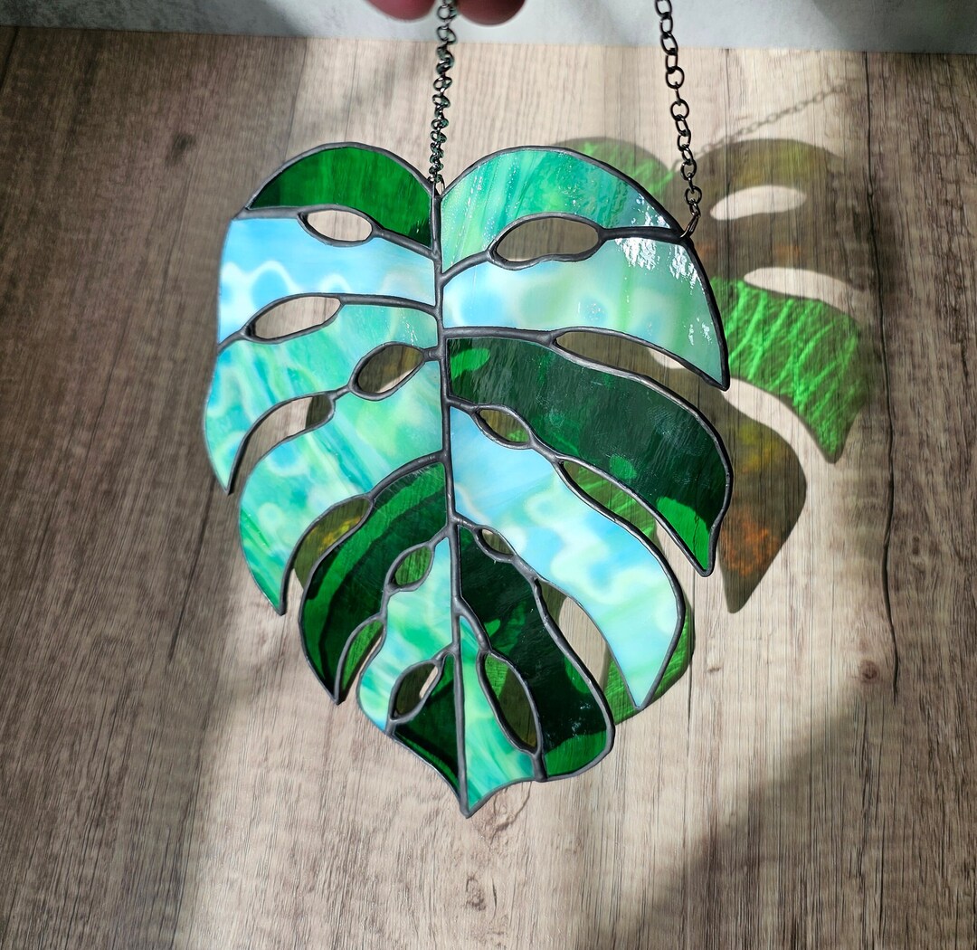 Monstera Leaf Stained Glass Suncatcher Stained Glass Gift Art Gift ...