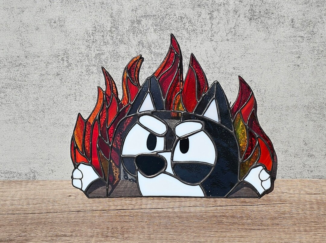 MADE TO ORDER Angry Muffin Stained Glass Suncatcher Bluey Inspired ...