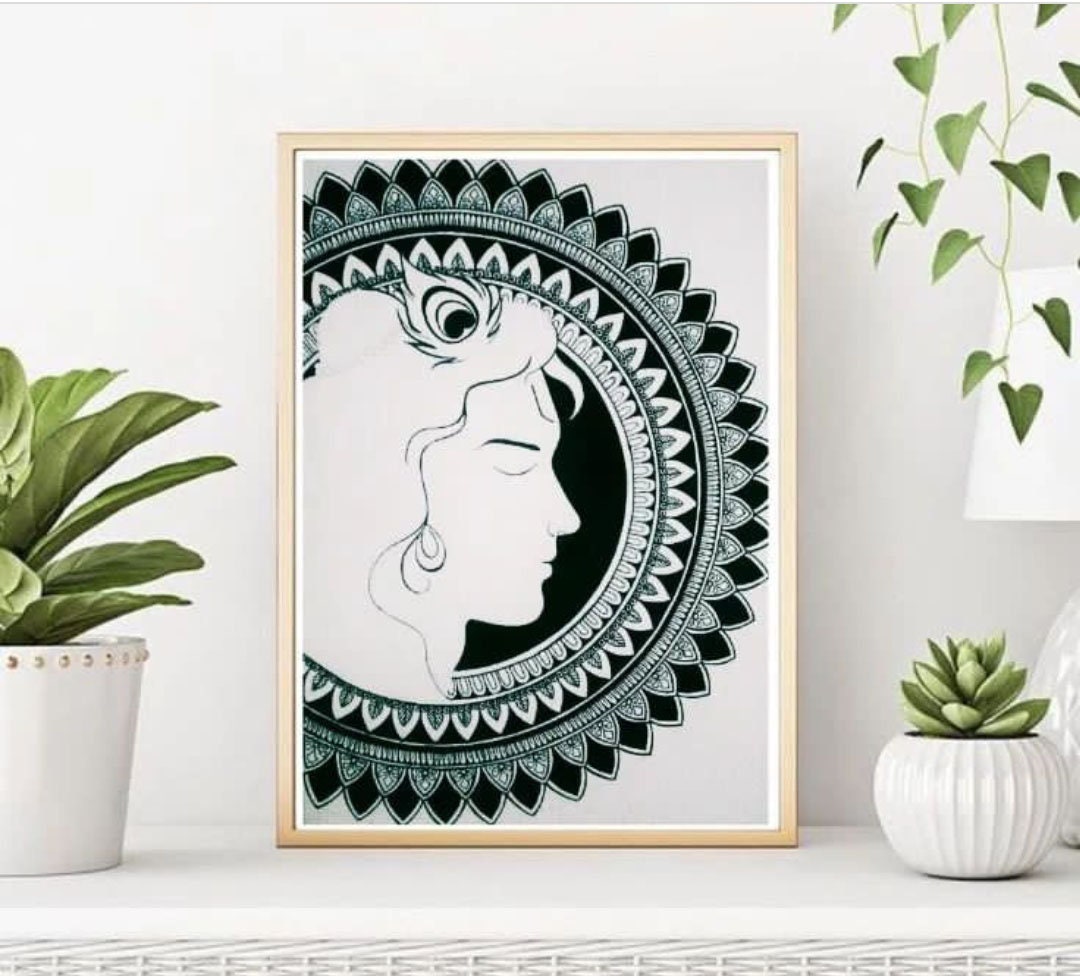 Digital Lord Krishna Mandala Wall Painting , for Wallart , Digital ...