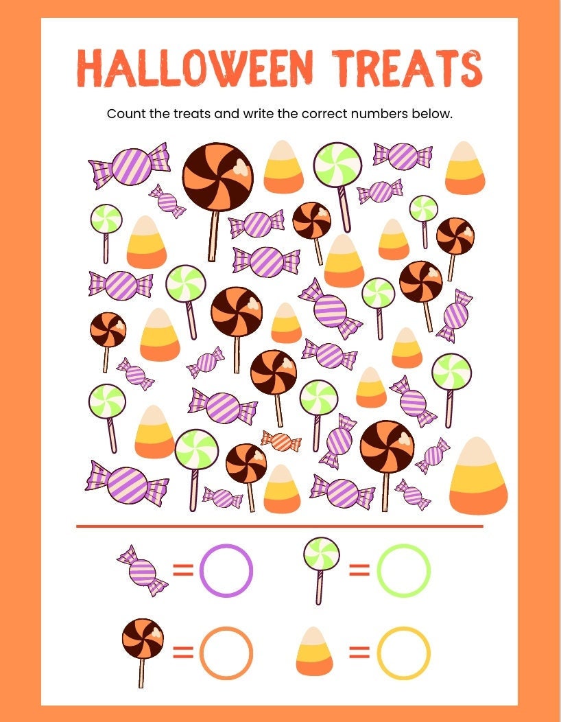 Halloween Count and Write Worksheet-2 Versions - Etsy