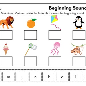 A-Z Beginning Sounds Cut & Paste Worksheets - Etsy
