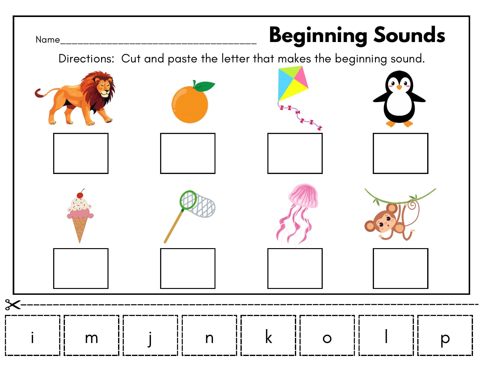 A-Z Beginning Sounds Cut & Paste Worksheets - Etsy