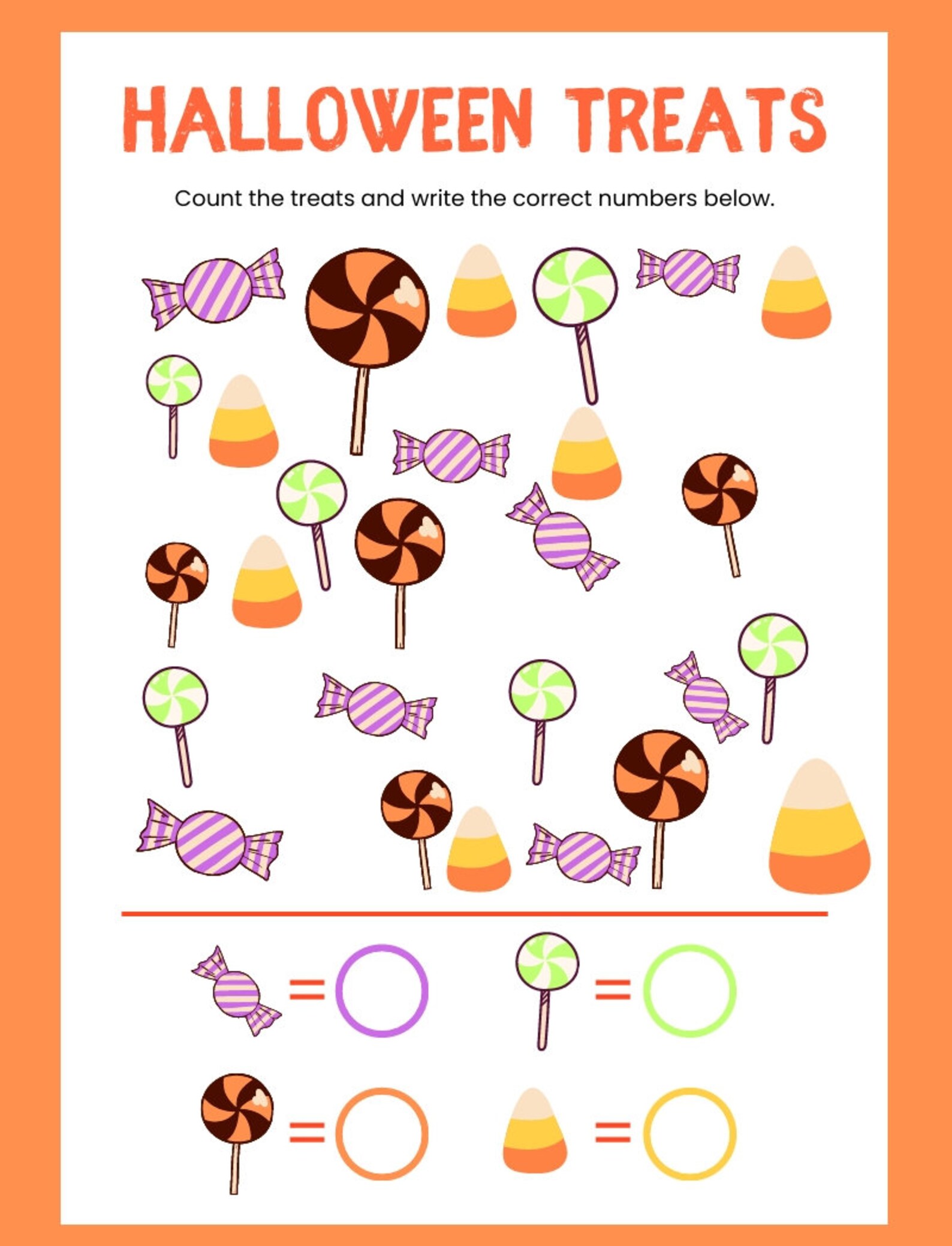 Halloween Count and Write Worksheet-2 Versions - Etsy