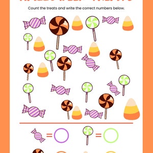 Halloween Count and Write Worksheet-2 Versions - Etsy