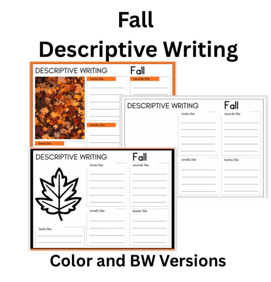Fall Autumn Descriptive Writing Color and BW - Etsy