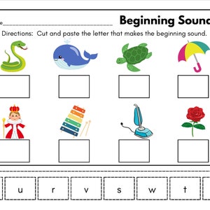 A-Z Beginning Sounds Cut & Paste Worksheets - Etsy