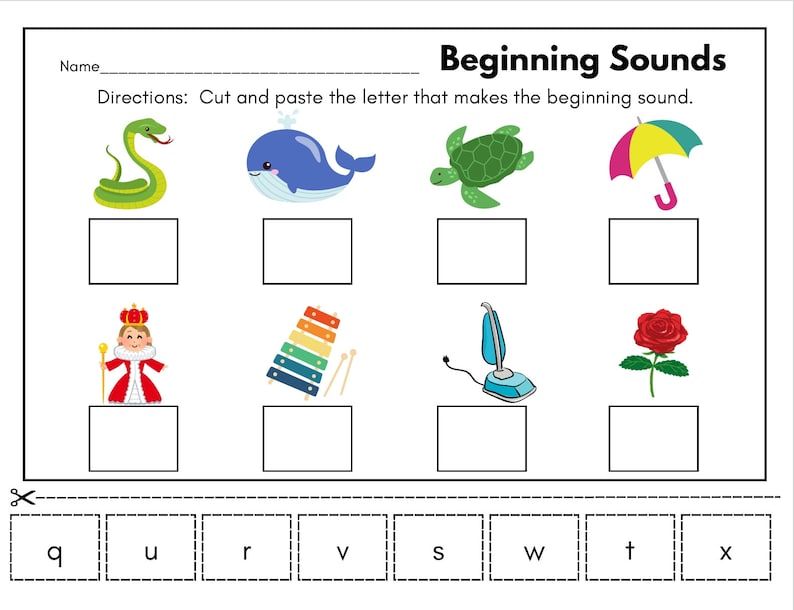 A-Z Beginning Sounds Cut & Paste Worksheets - Etsy