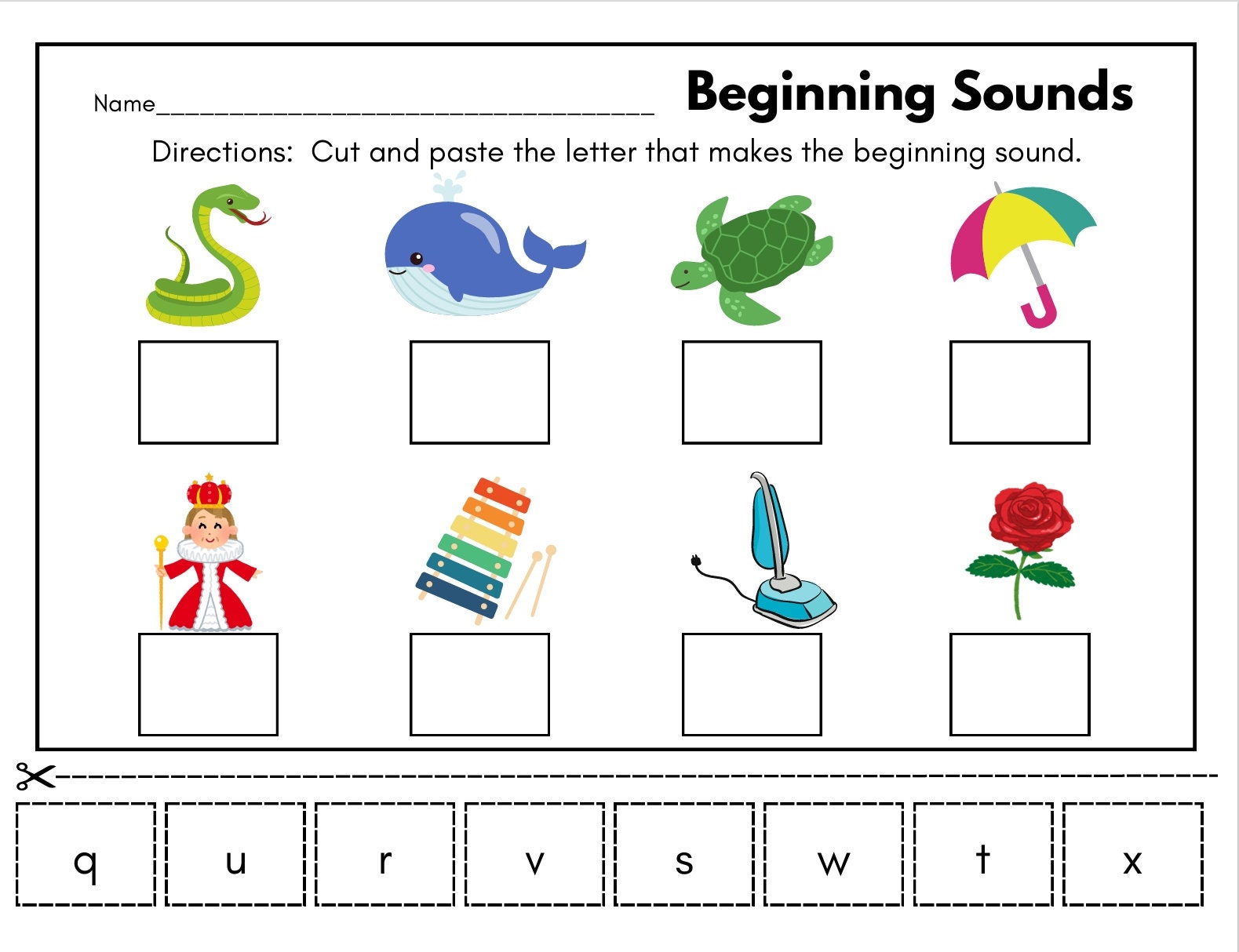 A-Z Beginning Sounds Cut & Paste Worksheets - Etsy