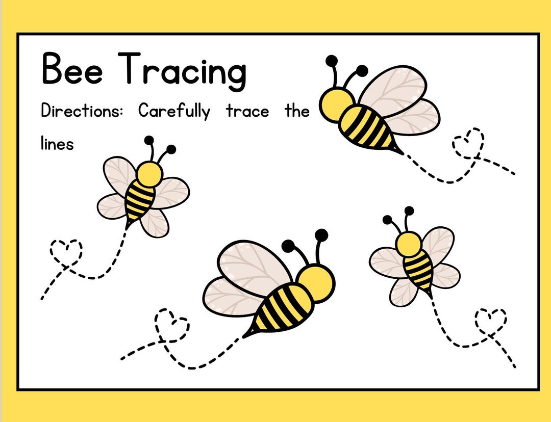 Bee Tracing Worksheet - Etsy