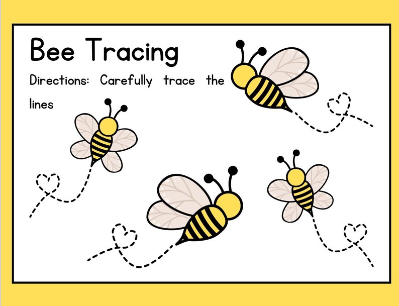 Bee Tracing Worksheet - Etsy
