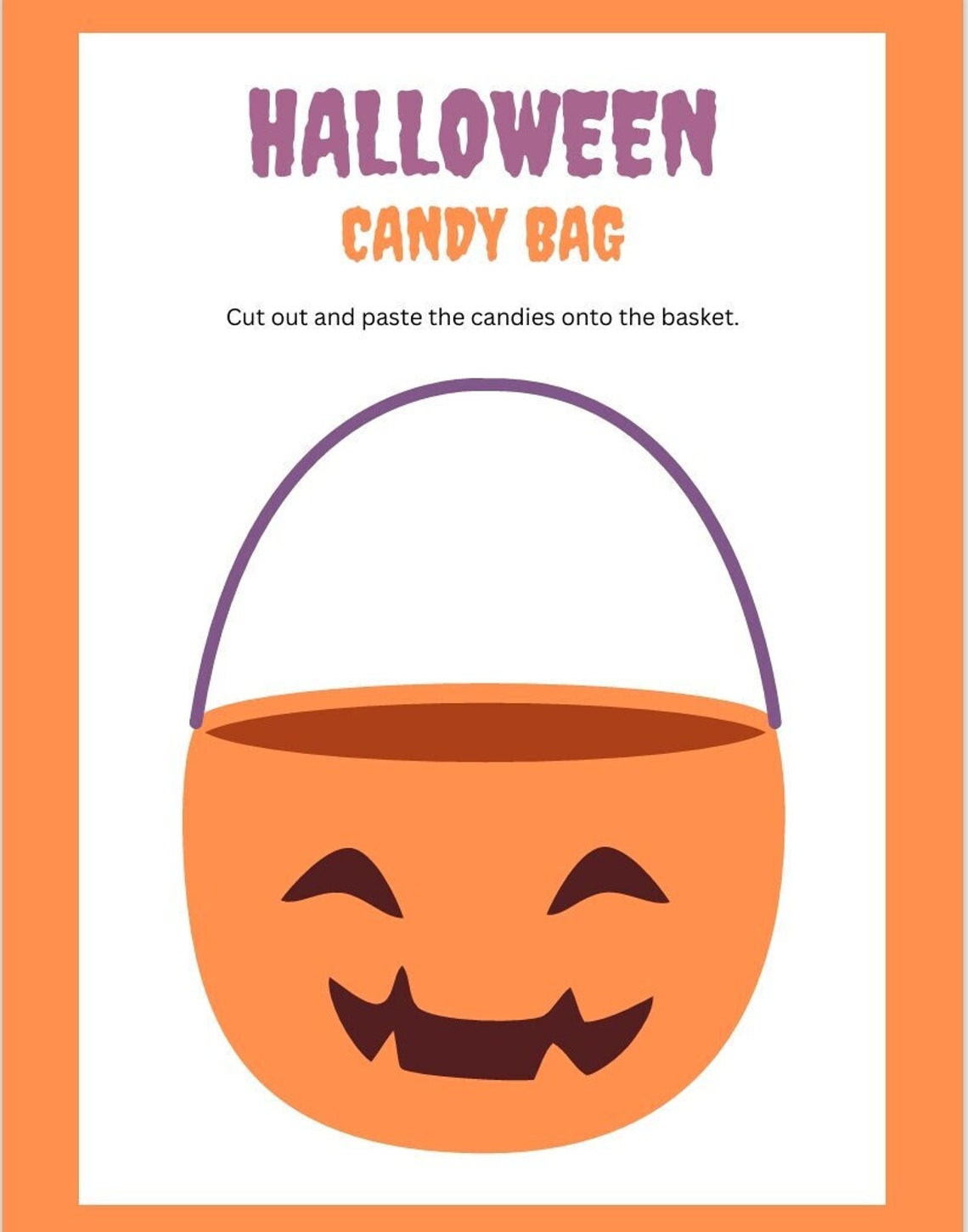 Halloween Candy Bag Cut and Paste Worksheet - Etsy