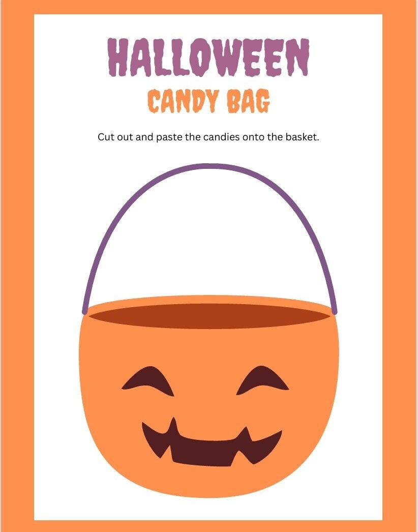 Halloween Candy Bag Cut and Paste Worksheet - Etsy