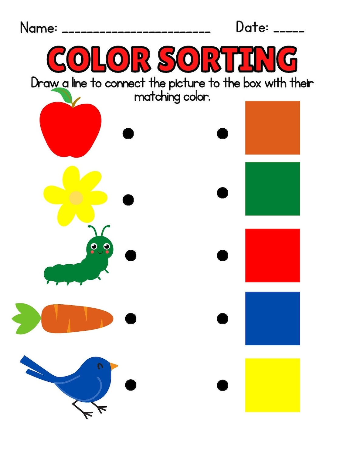 Color Matching Worksheets - Etsy