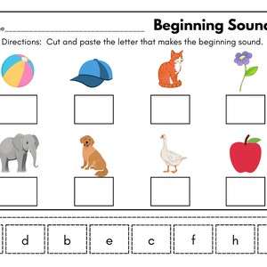 A-Z Beginning Sounds Cut & Paste Worksheets - Etsy