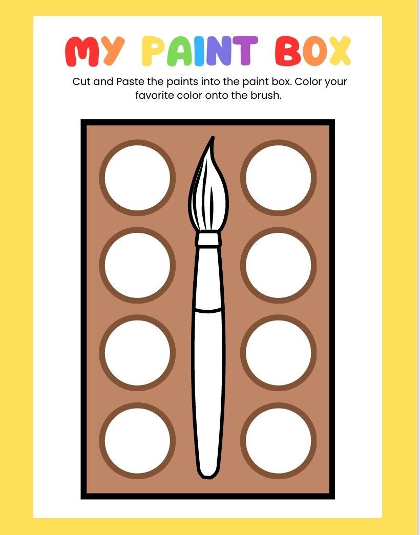 My Paint Box Cut and Paste Worksheet - Etsy