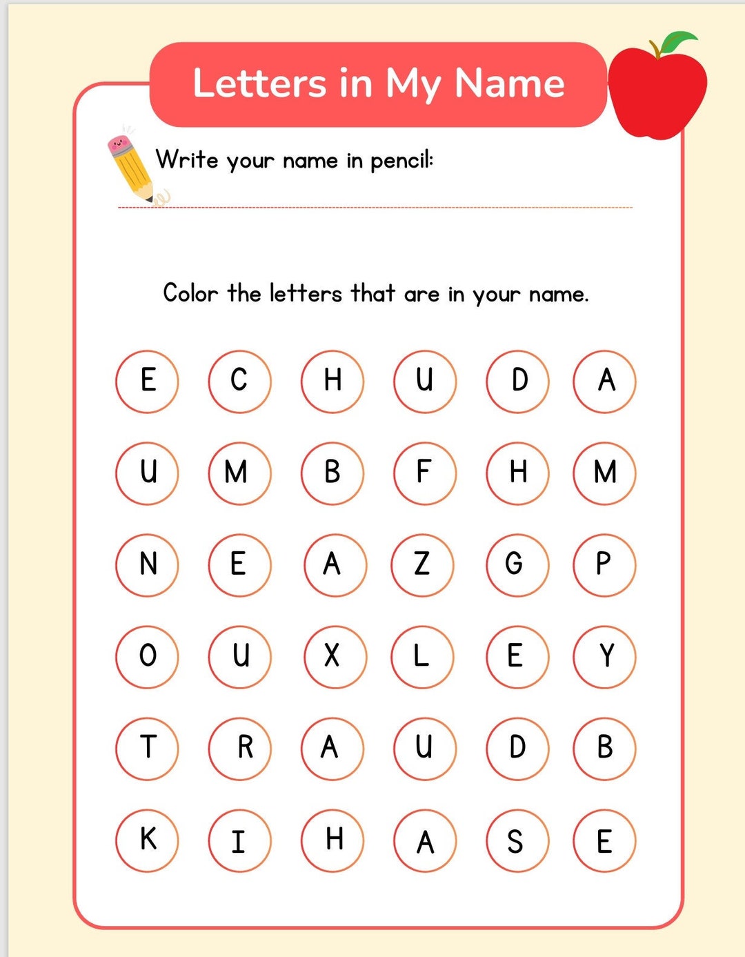 Letters in My Name Worksheet - Etsy