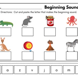 A-Z Beginning Sounds Cut & Paste Worksheets - Etsy