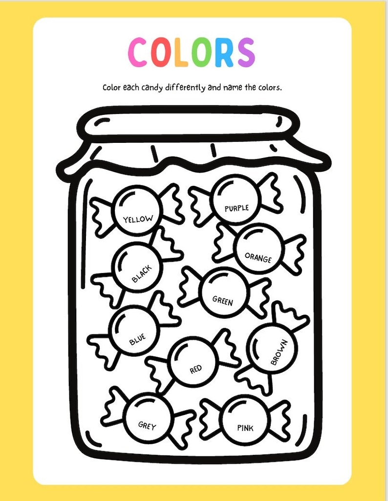 Color the Candy Worksheet - Etsy