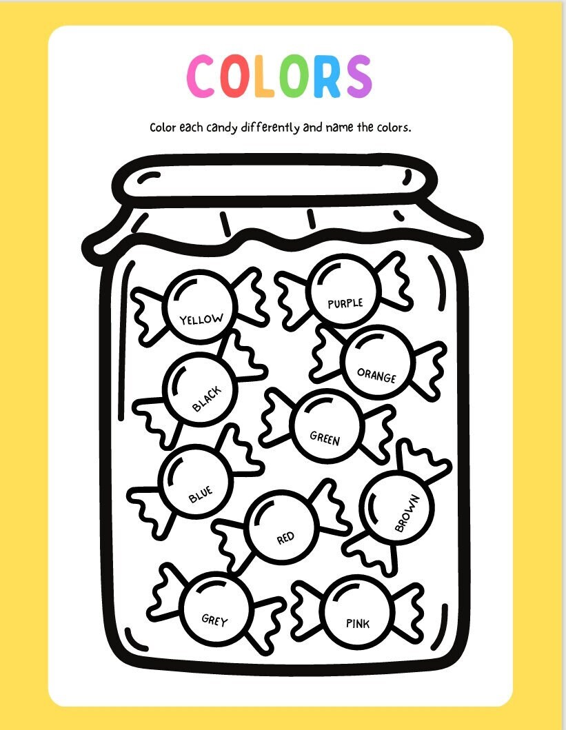 Color the Candy Worksheet - Etsy