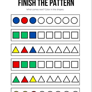 Finish the Pattern Worksheets - Etsy
