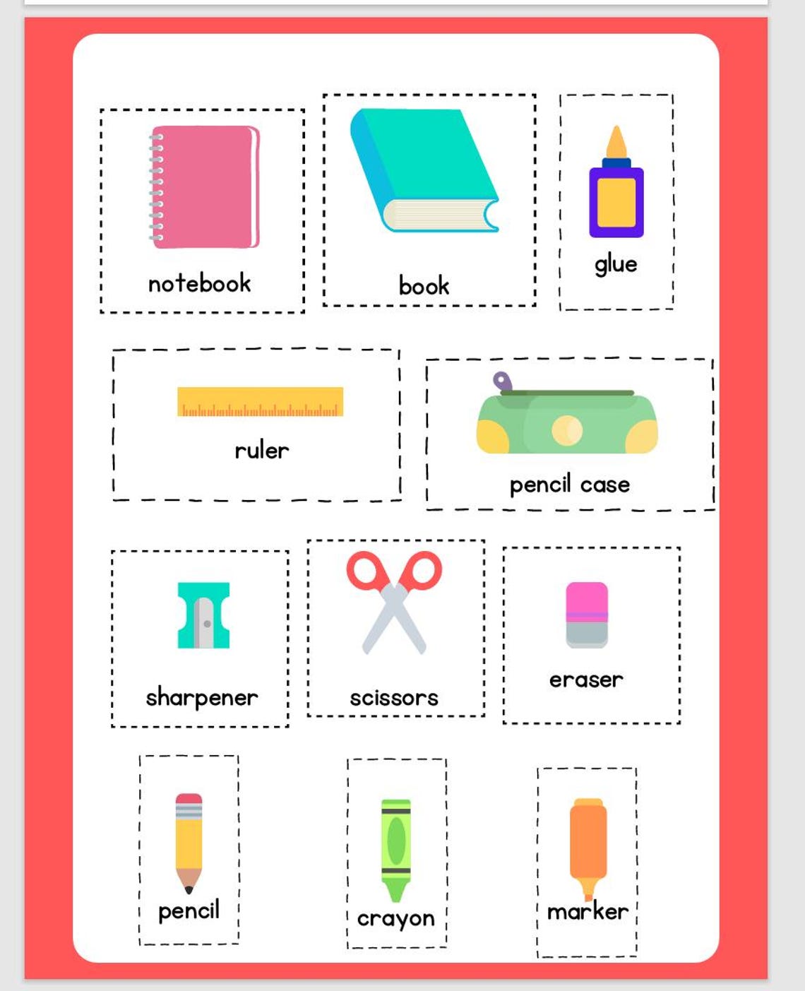 B/W and Color My Backpack Cut and Paste Worksheet - Etsy