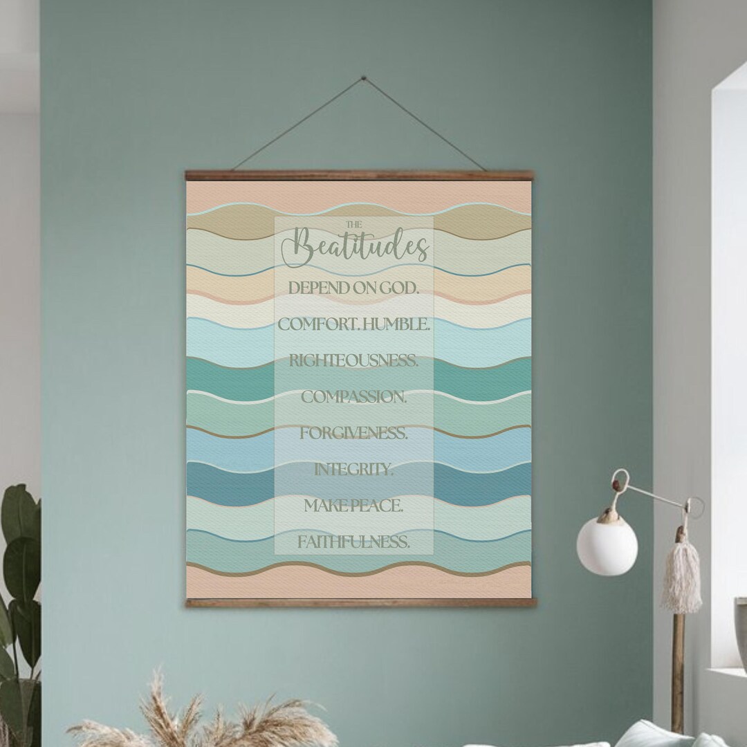 Christian Wall Art Beatitudes Poster Boho Coastal Decor Digital ...