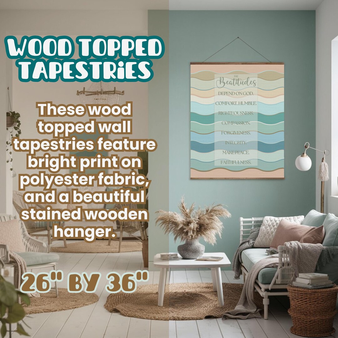 Christian Wall Art Beatitudes Poster Boho Coastal Decor Digital ...