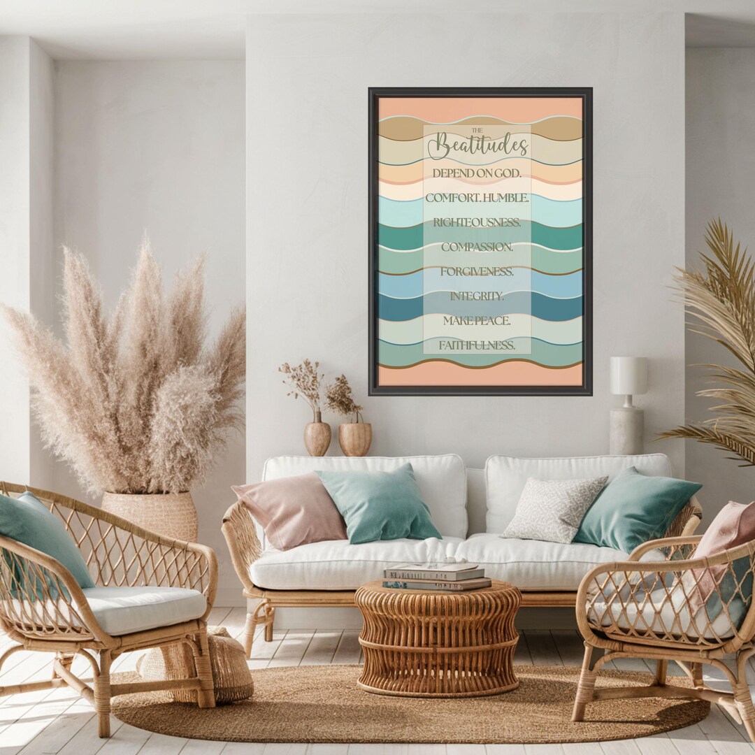 Christian Wall Art Beatitudes Poster Boho Coastal Decor Digital ...